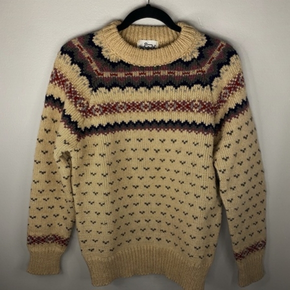 Woolrich | Sweaters | Vintage Woolrich Wool Pattern Cream Retro ...